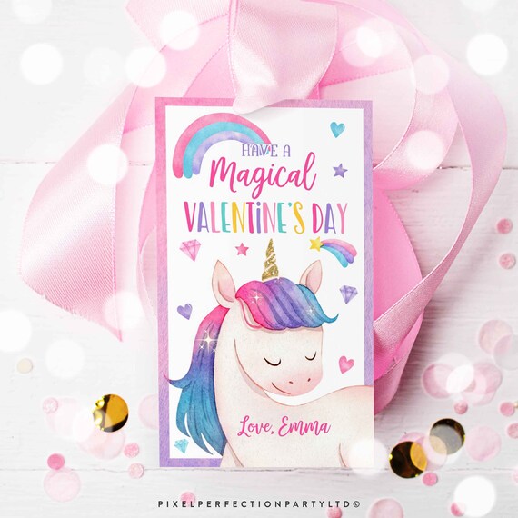 Editable Unicorn Valentine's Day Gift Tag Magical Valentine Unicorn ...