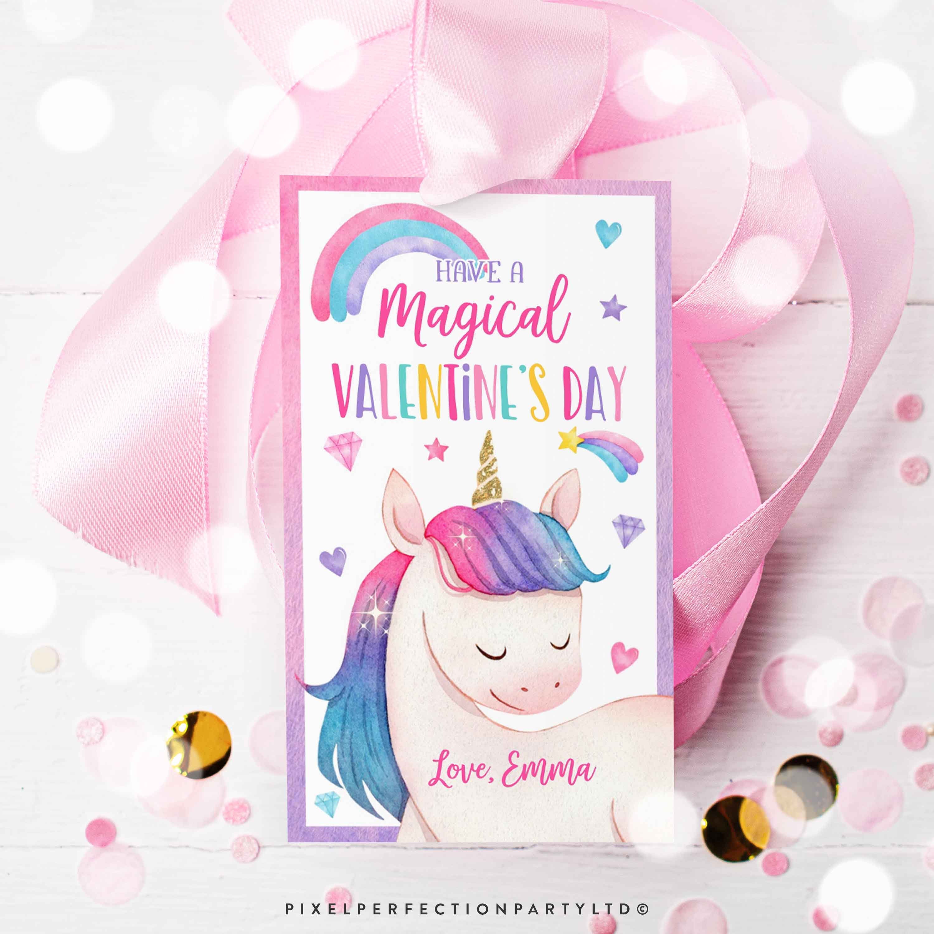 Editable Unicorn Valentine's Day Gift Tag Magical | Etsy
