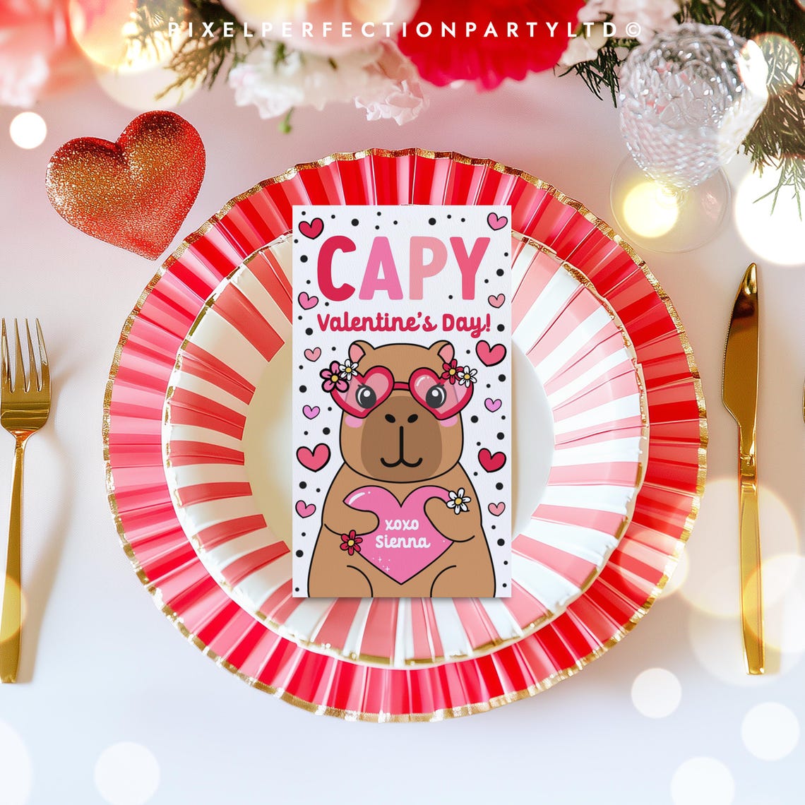 Editable Capybara Valentine's Day Gift Tag Capy Valentine's Day Gift ...