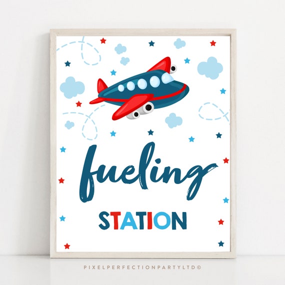 fueling Station Airplane Birthday Party Sign Aircraft Birthday Party ...