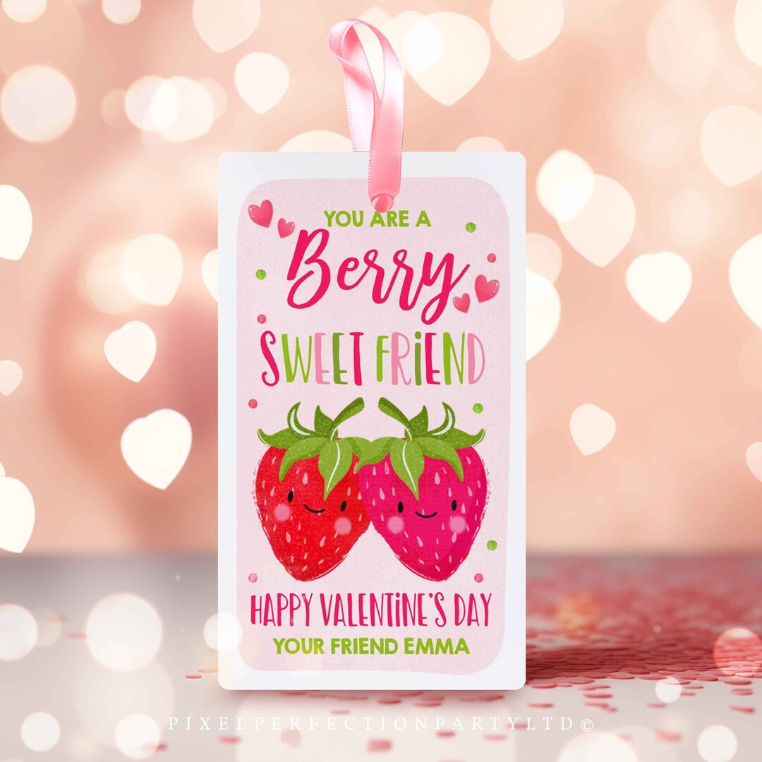 Editable Strawberry Valentines Gift Tag Valentine You Are A Berry Sweet ...