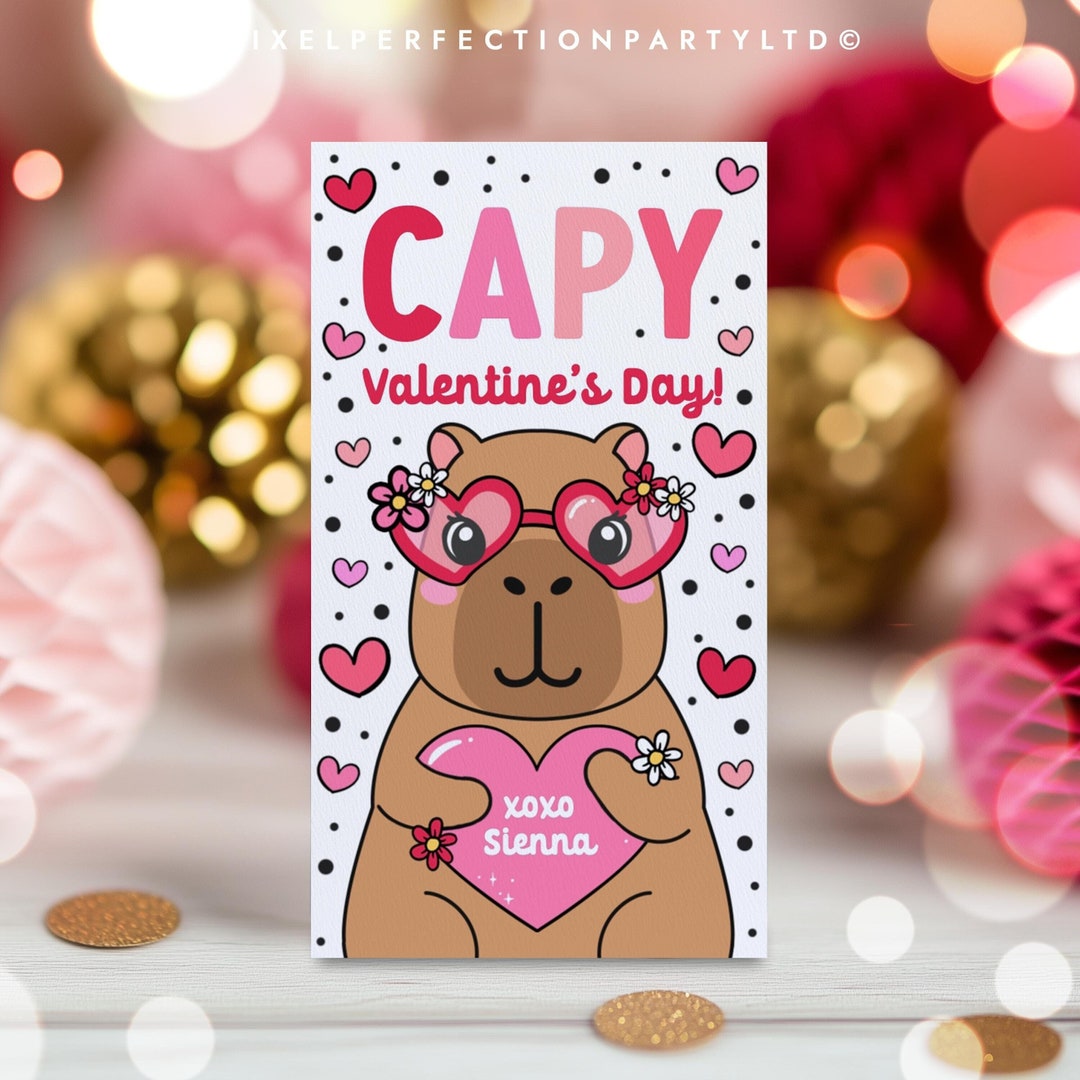 Editable Capybara Valentine's Day Gift Tag Capy Valentine's Day Gift ...