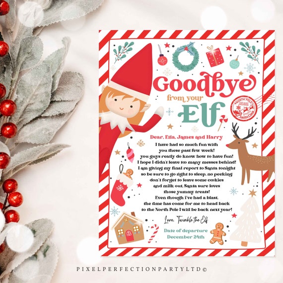 Editable Elf Goodbye Letter Elf Departure Letter Elf Farewell Letter ...