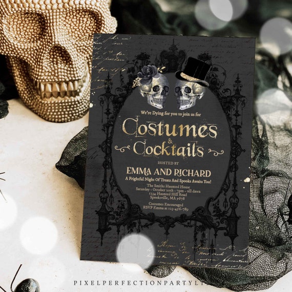 Editable Costumes and Cocktails Halloween Party Invitation - Etsy