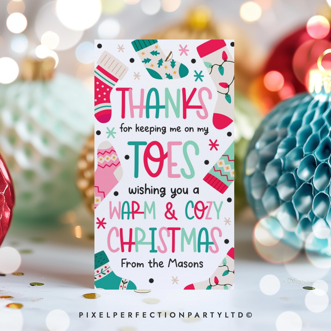 Editable Thanks for Keeping Me on My Toes Christmas Socks Gift Tag ...