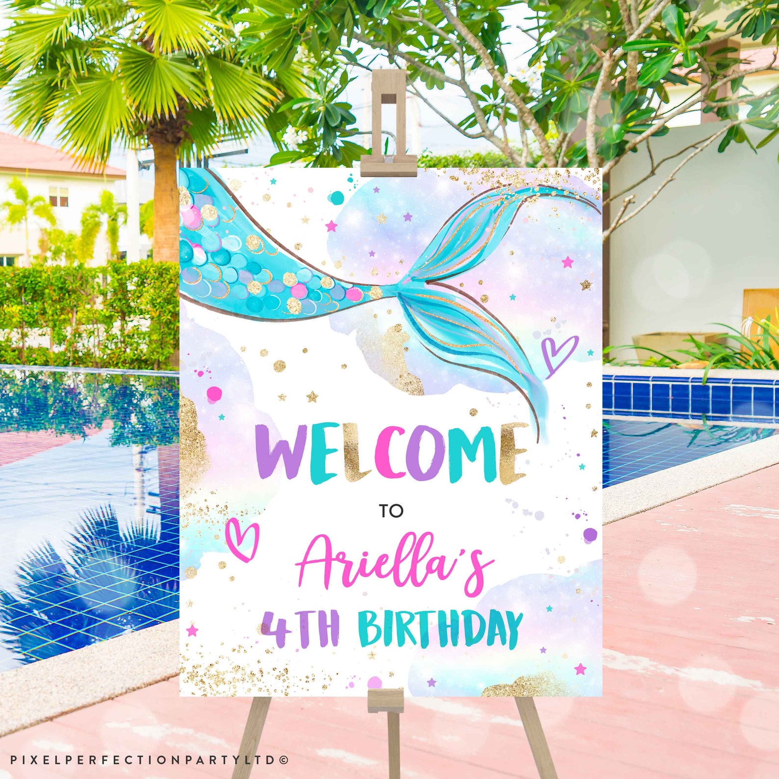 Editable Mermaid Welcome Sign Mermaid Birthday Party Welcome - Etsy