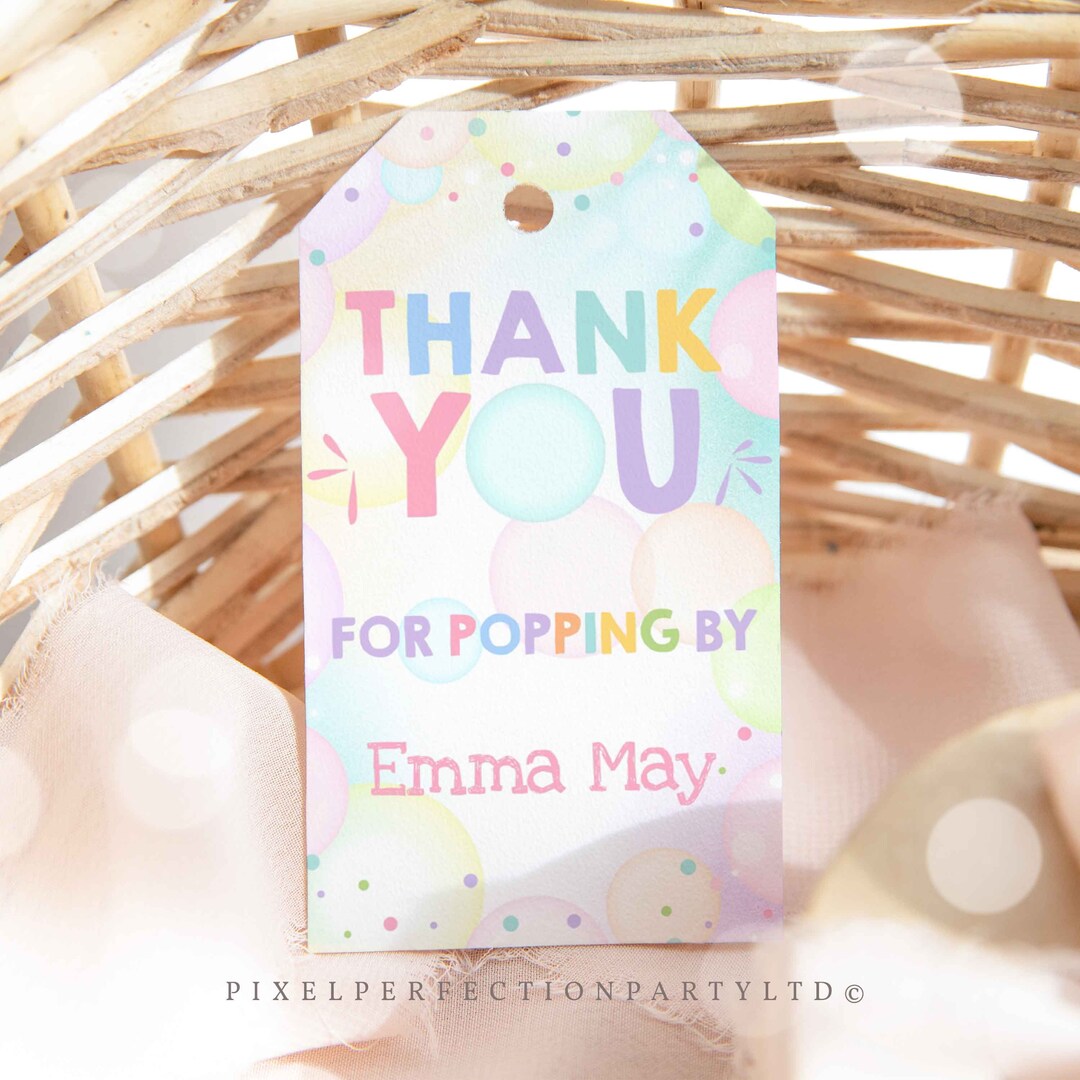 Bubble Party Birthday Favor Tag Girl Bubble Birthday Party Gift Tag ...