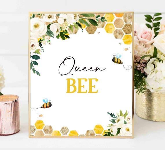 Queen Bee Sign Bumble Bee Decor Table Sign Honey Bee Baby Shower Party ...