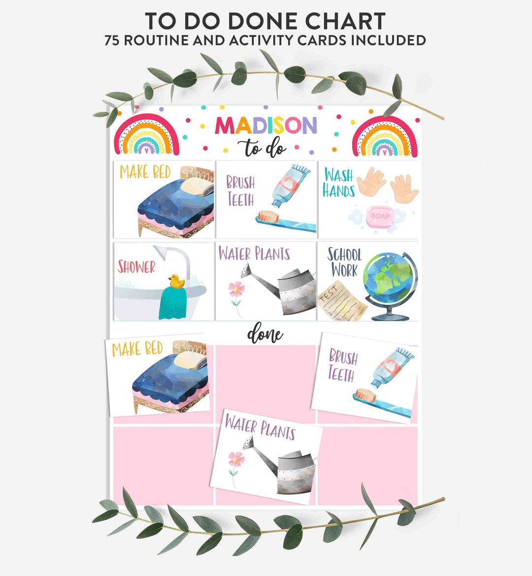 Visual Schedule Kids Daily Routine Chart to Do Done (Instant Download ...