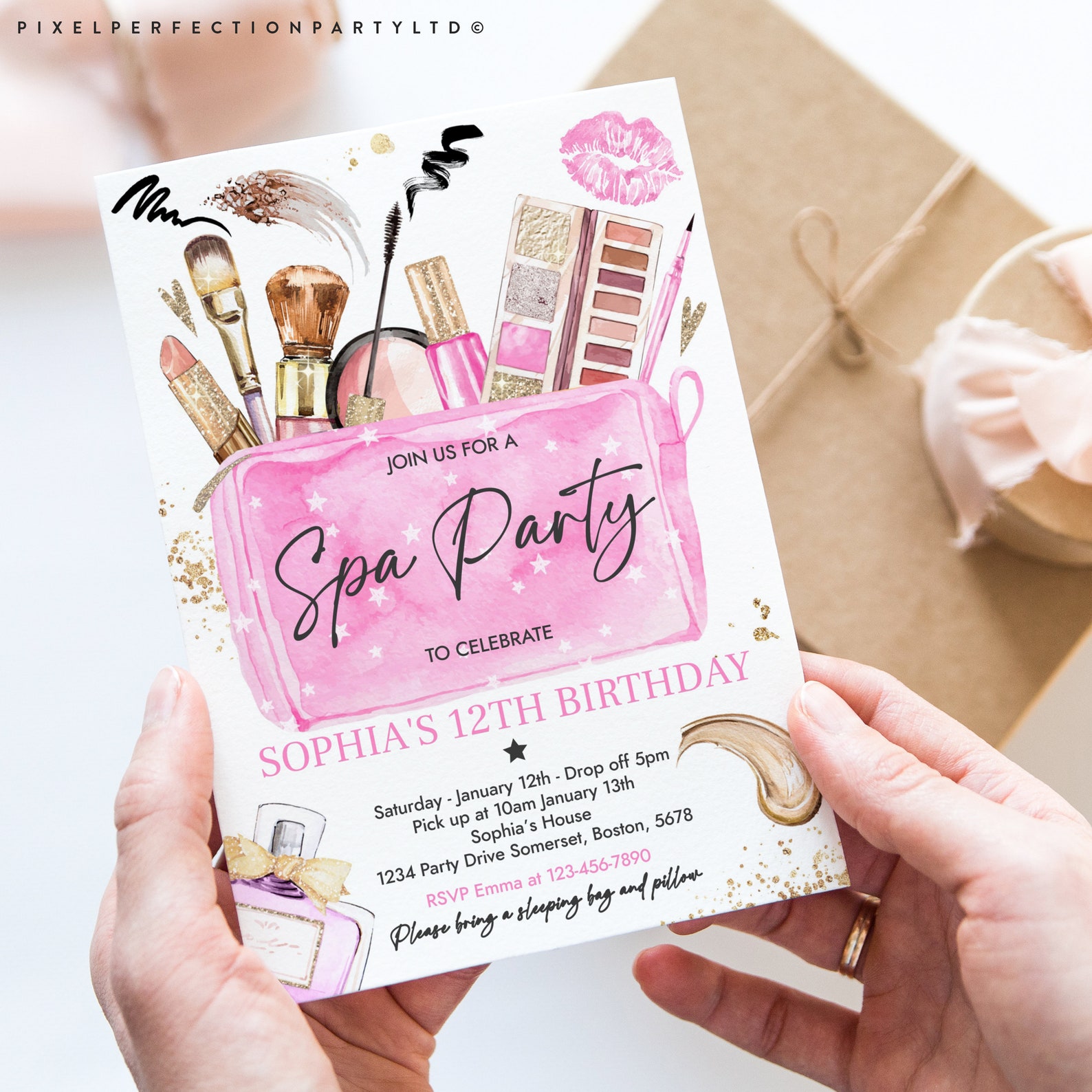 Editable Spa Makeup Birthday Party Invitation Glam Party Invitation ...