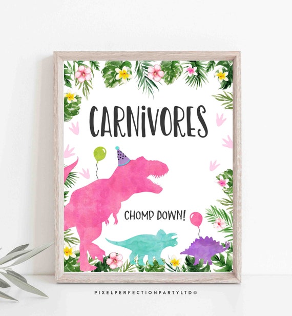 Carnivores Chomp Chomp Sign Blue Dinosaur Table Sign Jungle Dinosaur ...