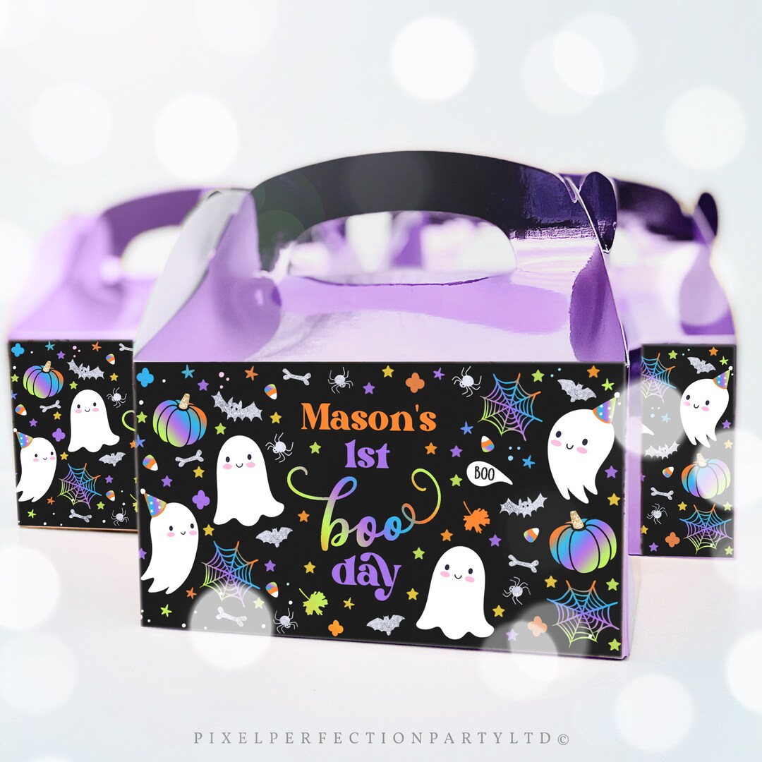 Editable Ghost Halloween Birthday Party Gable Box Labels Ghost Spooky ...