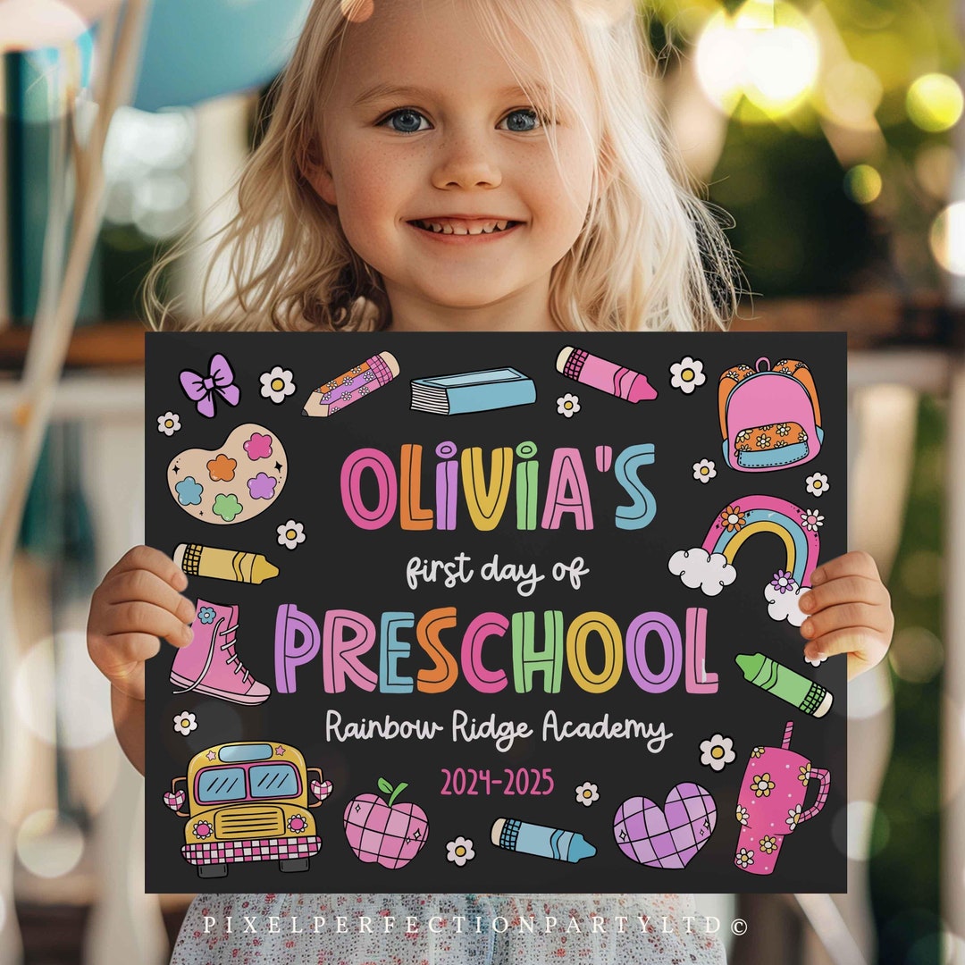 Editable First Day of Preschool Sign Printable First Day of Preschool ...