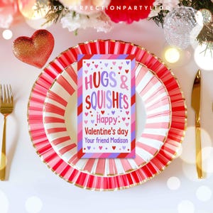 Editable Squishy Valentines Gift Tags Hugs and Squishes Valentine Tag ...
