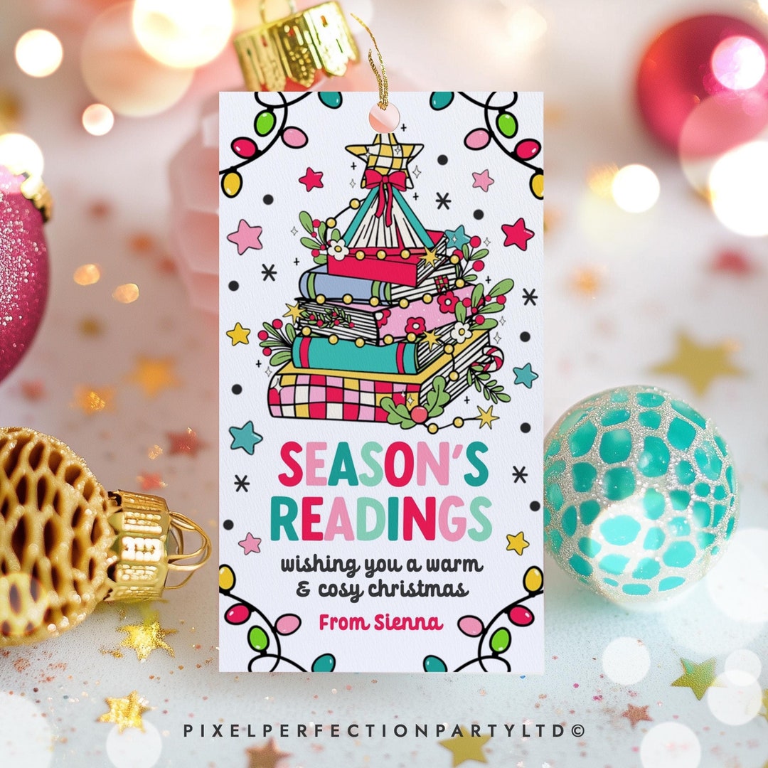 Editable Book Christmas Gift Tag Teacher Book Gift Tag Season's ...