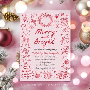 Editable Merry and Bright Christmas Party Invitation Merry and Bright ...