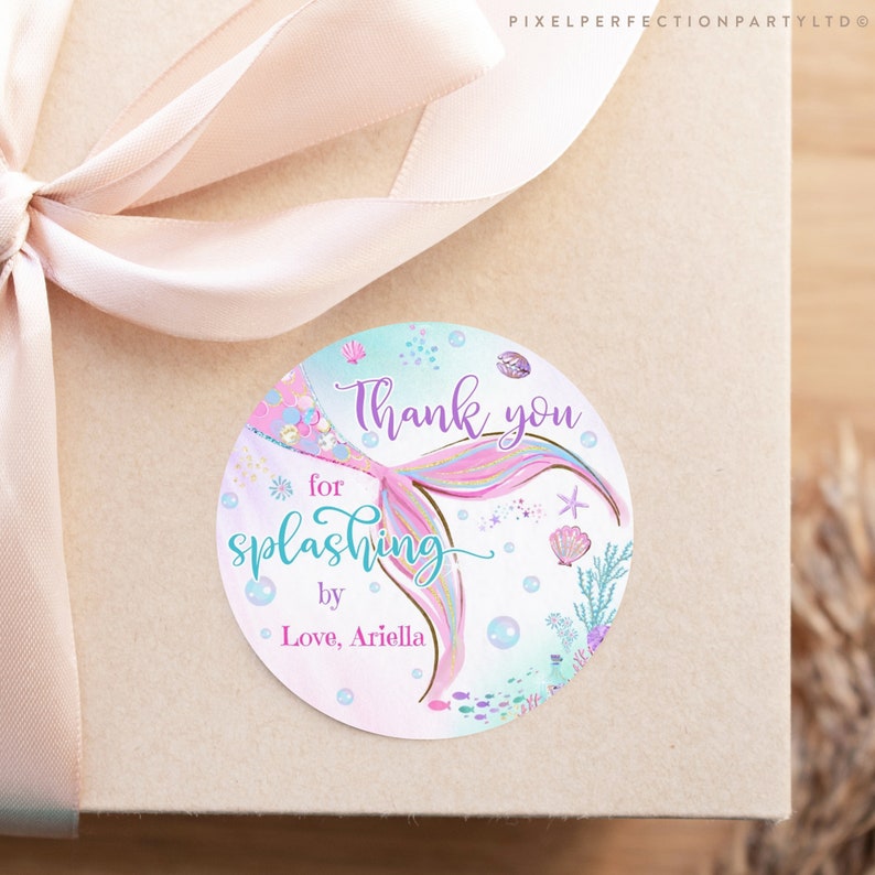 Editable Mermaid Birthday Favor Tag Mermaid Gift Tag Whimsical - Etsy