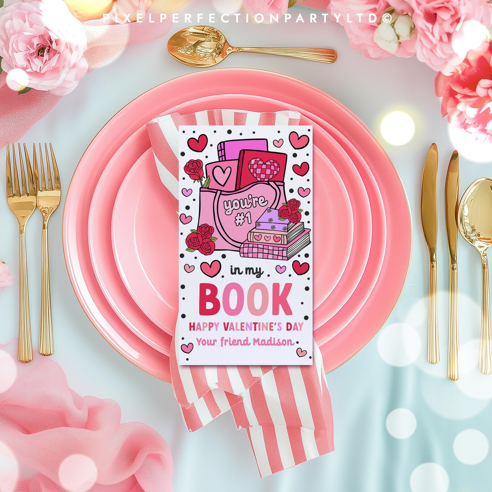Editable Book Valentine's Day Gift Tag You're #1 in My Book Valentine's ...