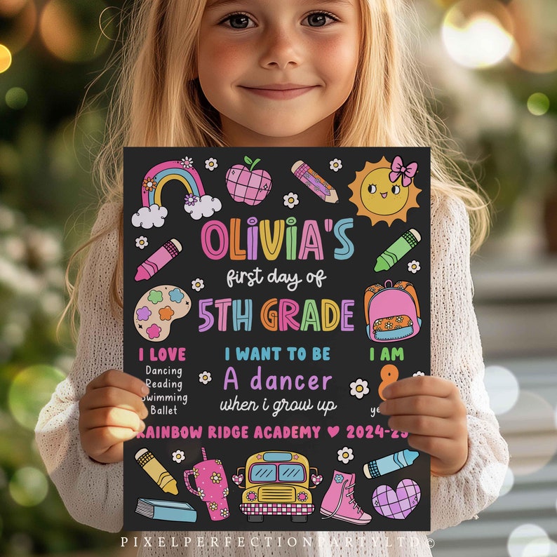 Editable First Day of 5th Grade Sign Printable First Day of 5th Grade ...