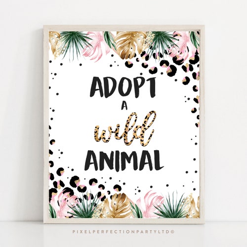Adopt an Animal Birthday Sign Table Decor Party Animals - Etsy