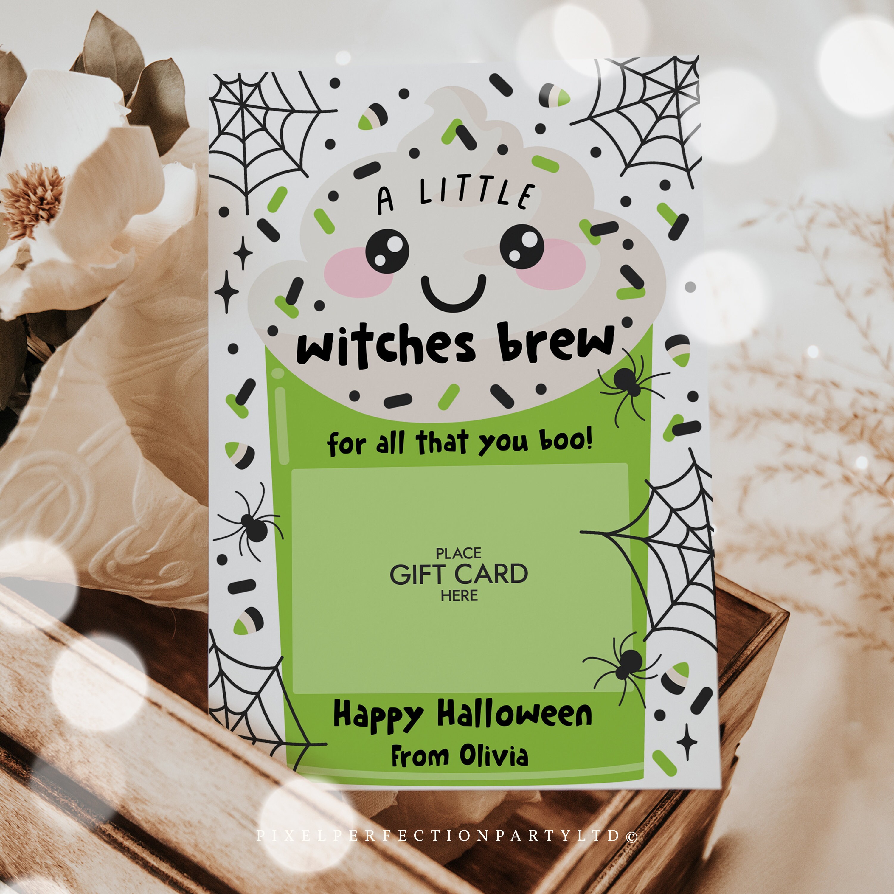Editable Halloween Coffee Appreciation Gift Card Holder Witches Brew ...