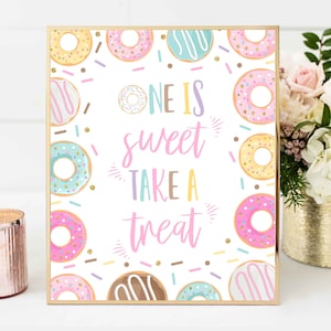 One is Sweet Take A Treat Table Sign Donut 1st Birthday Party - Etsy