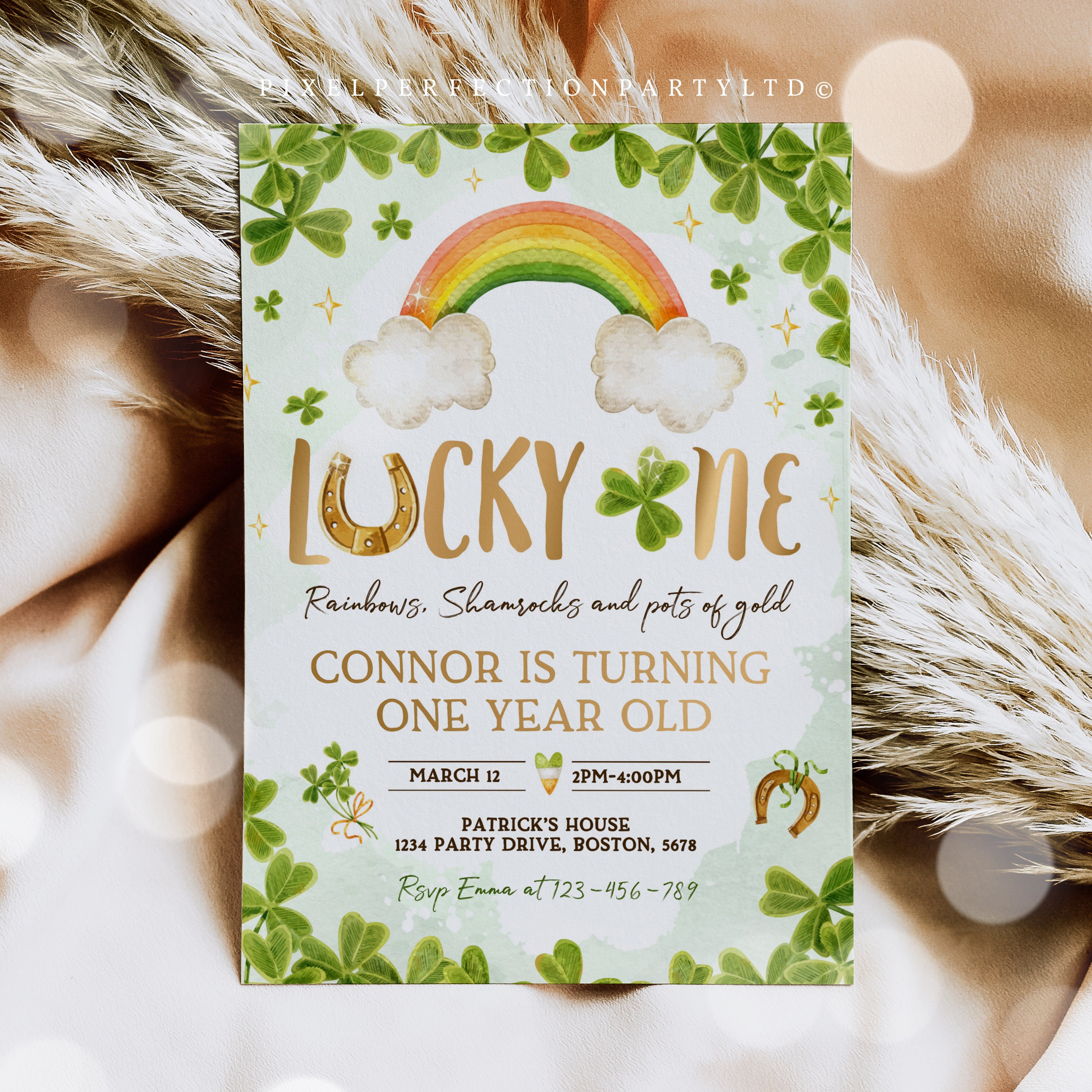 Editable Lucky One Birthday Invitation St. Patrick's 1st Birthday ...