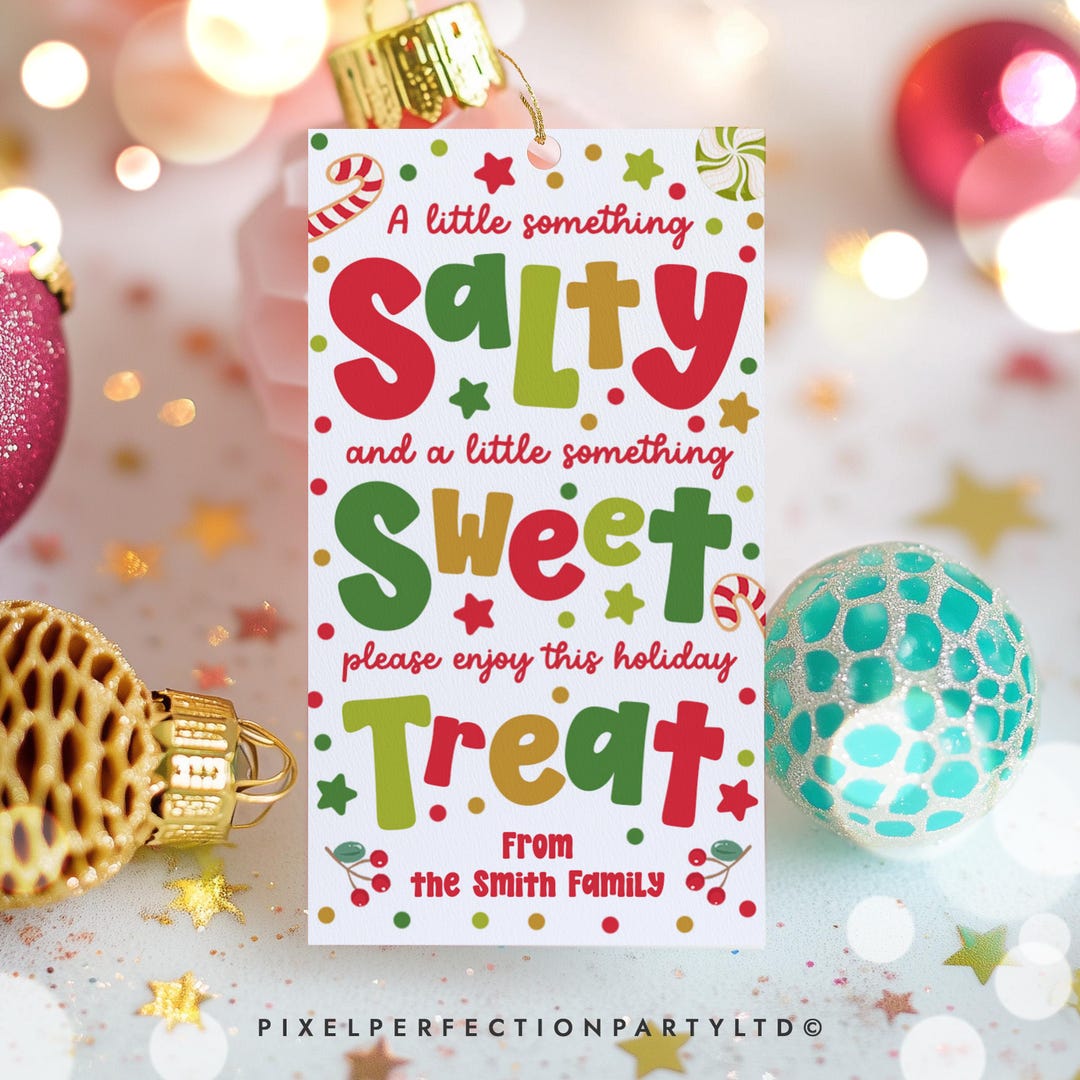 Editable Salty Sweet Treat Christmas Gift Tag Something Salty and Sweet ...