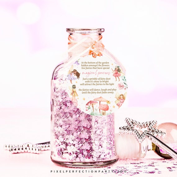 Editable Fairy Dust Favor Tag Fairy Birthday Party Gift Tags Whimsical ...