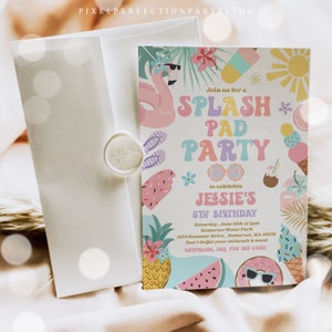 Editable Splash Pad Birthday Party Invitation Tropical Splish - Etsy UK