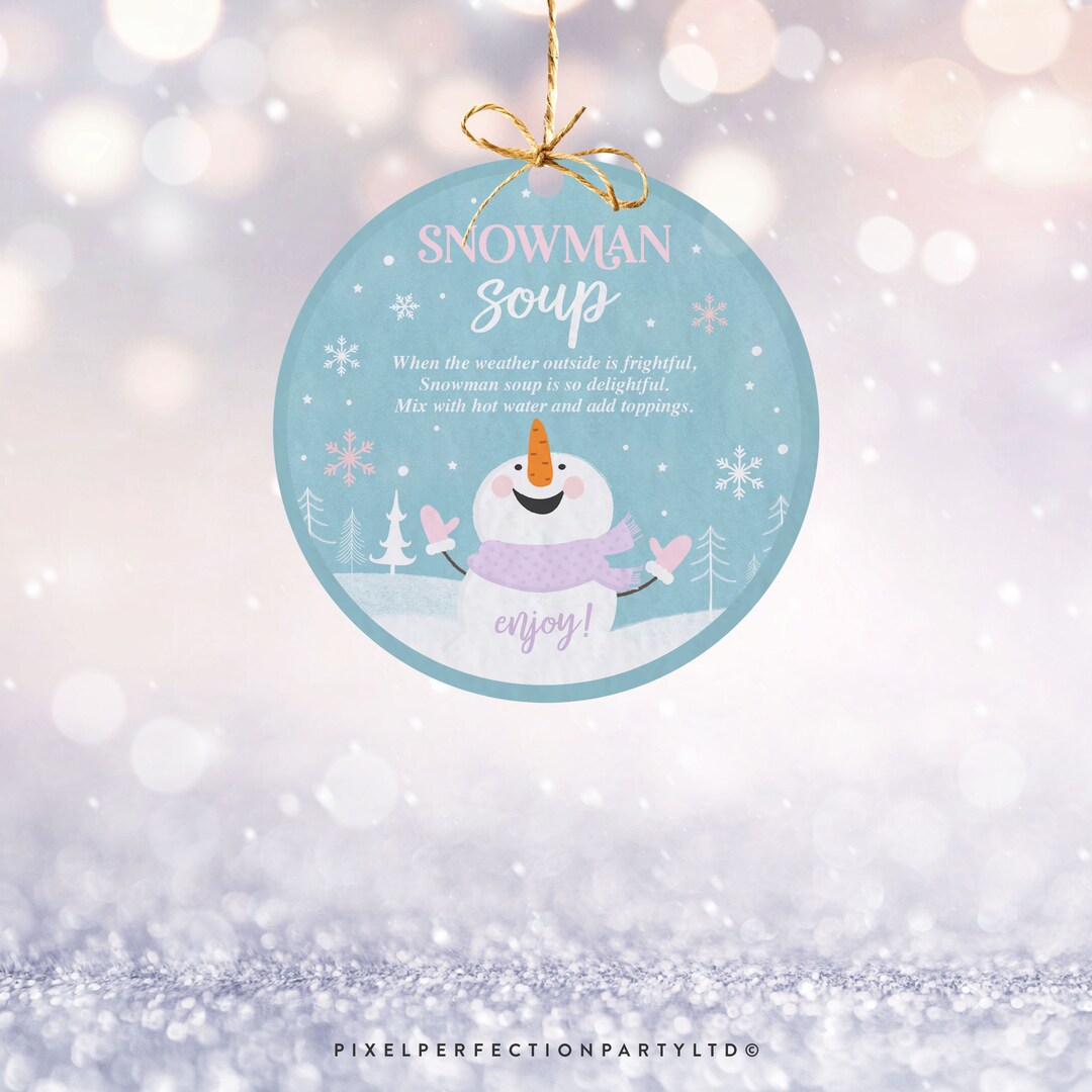 Snowman Soup Gift Tag Snowman Soup Christmas Party Favor Sticker Hot ...