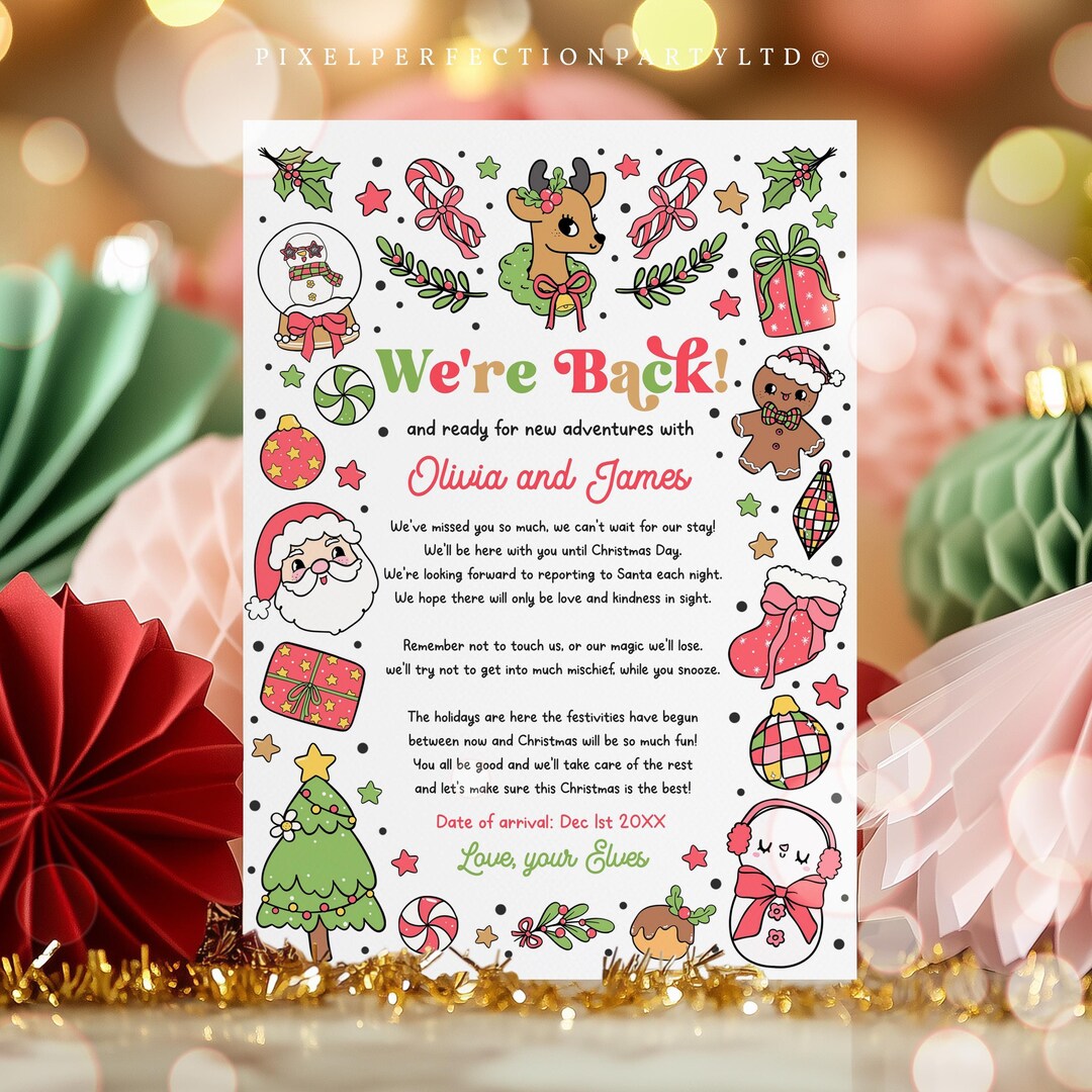 Editable Elves Arrival Letter Elves Return Letter Elves We're Back ...