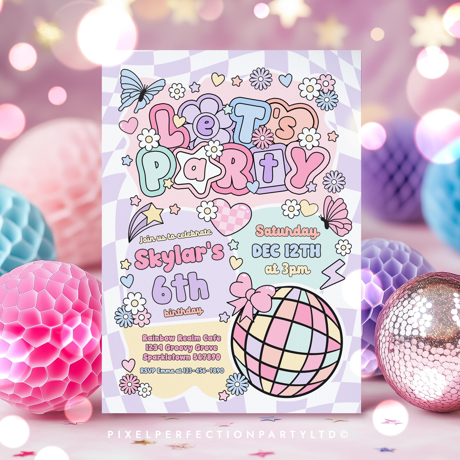 Editable Preppy Tween Teen Birthday Party Invitation Let's Party Y2K ...