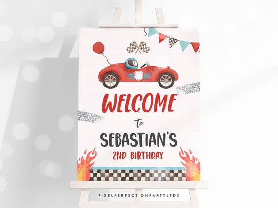 Editable Race Car Welcome Sign Two Fast Birthday Party Welcome | Etsy