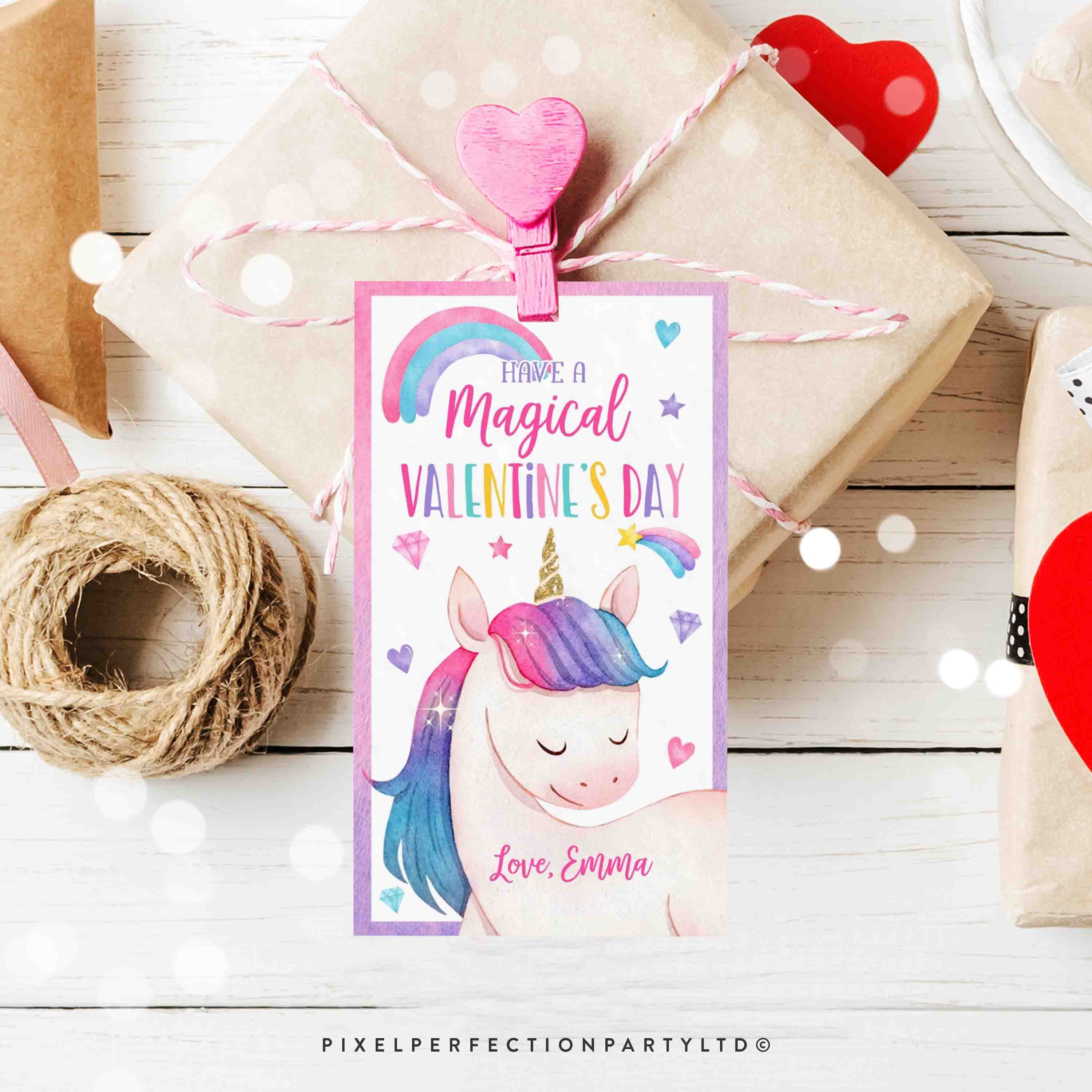 Editable Unicorn Valentine's Day Gift Tag Magical | Etsy