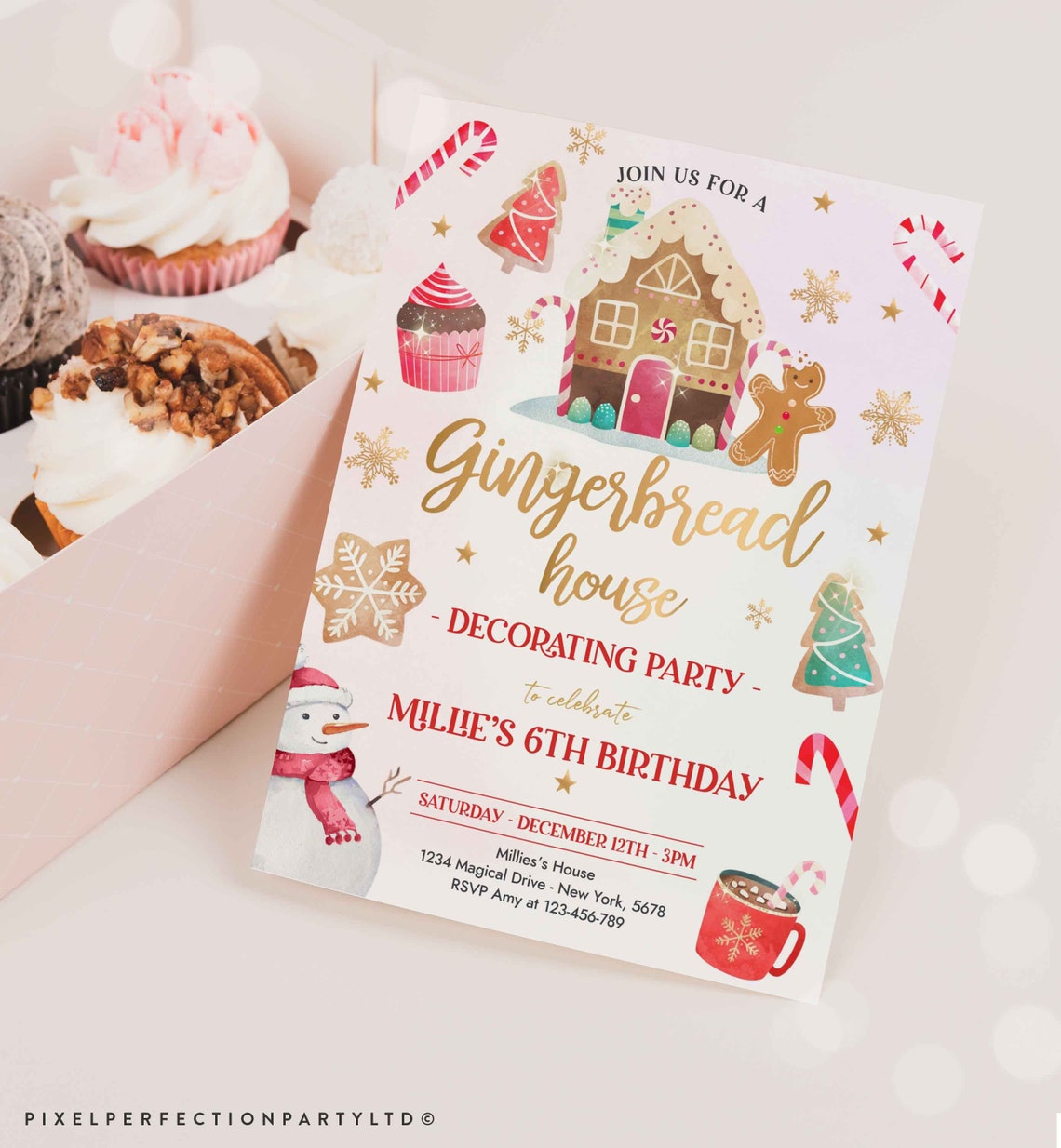 Editable Gingerbread House Decorating Birthday Party Cookie - Etsy