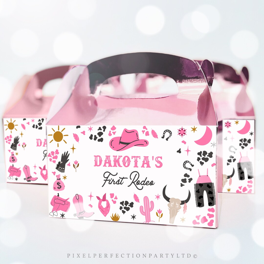 Editable Cowgirl Birthday Gable Box Labels Hot Pink Wild West Cowgirl ...