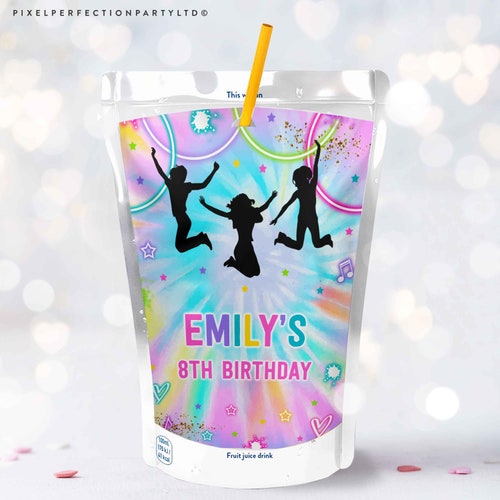 Editable Jump Birthday Party Gift Labels Tie Dye Trampoline - Etsy