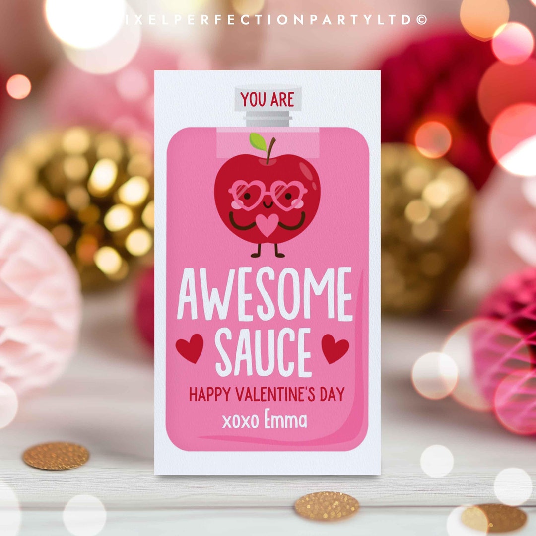Editable Valentines Applesauce Gift Tags Valentines You Are Awesome ...