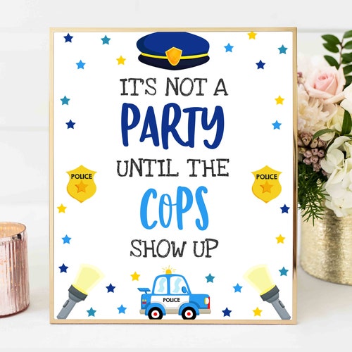 Cop Party Table Sign Police Officer Party Sign Police Station | Etsy