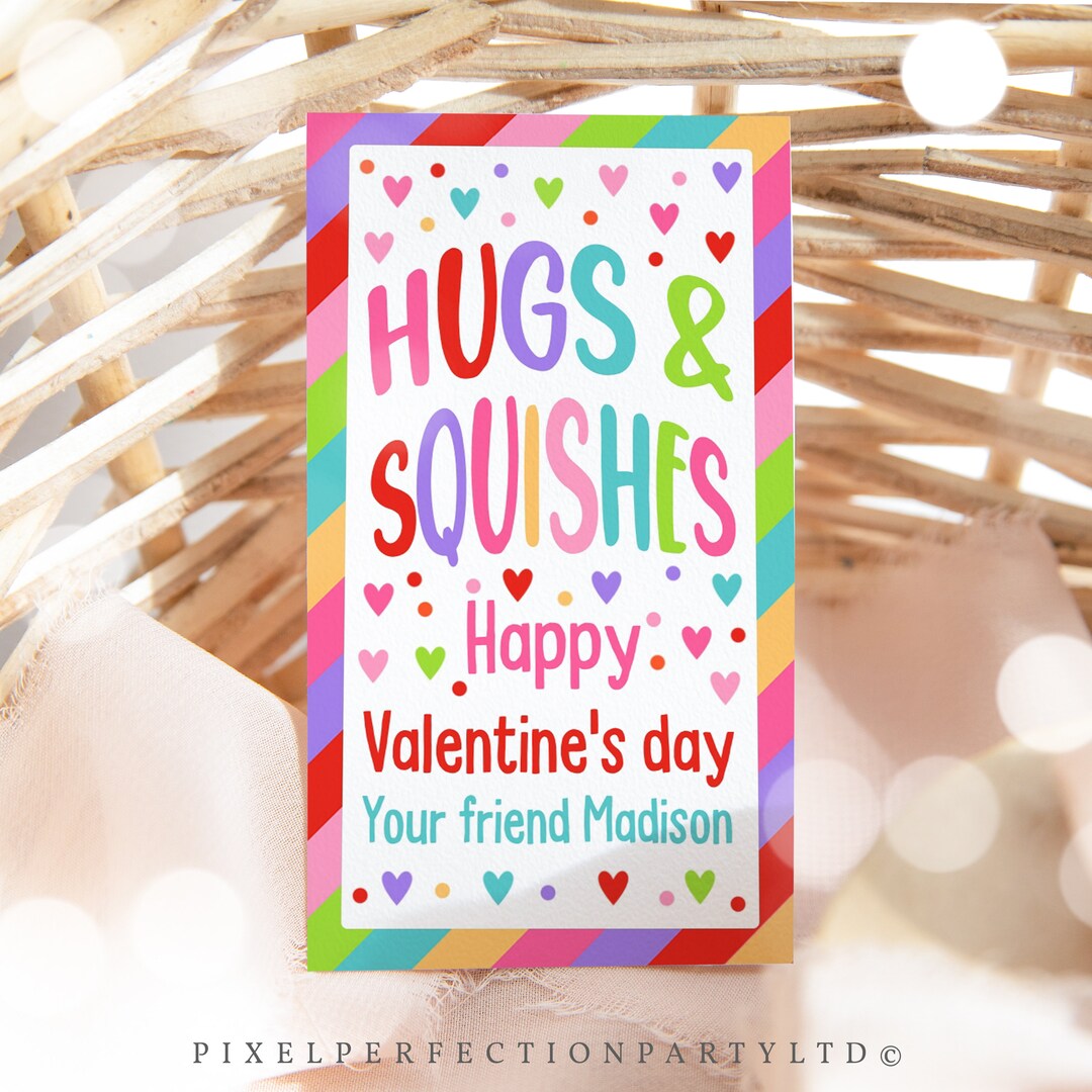 Editable Squishy Valentines Gift Tags Hugs and Squishes - Etsy