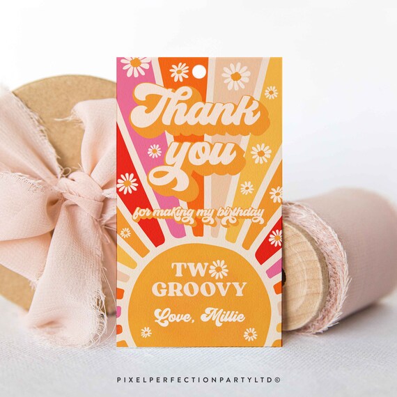 Editable Groovy Birthday Party Favor Luggage Tag Retro Sunshine Two ... Editable Groovy Birthday Party Favor Luggage Tag Retro Sunshine Two ...