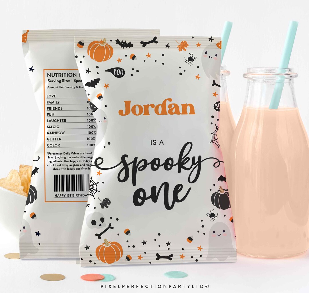 Editable Orange Halloween Ghost Chip Bag Wrappers Neutral Ghost Spooky ...