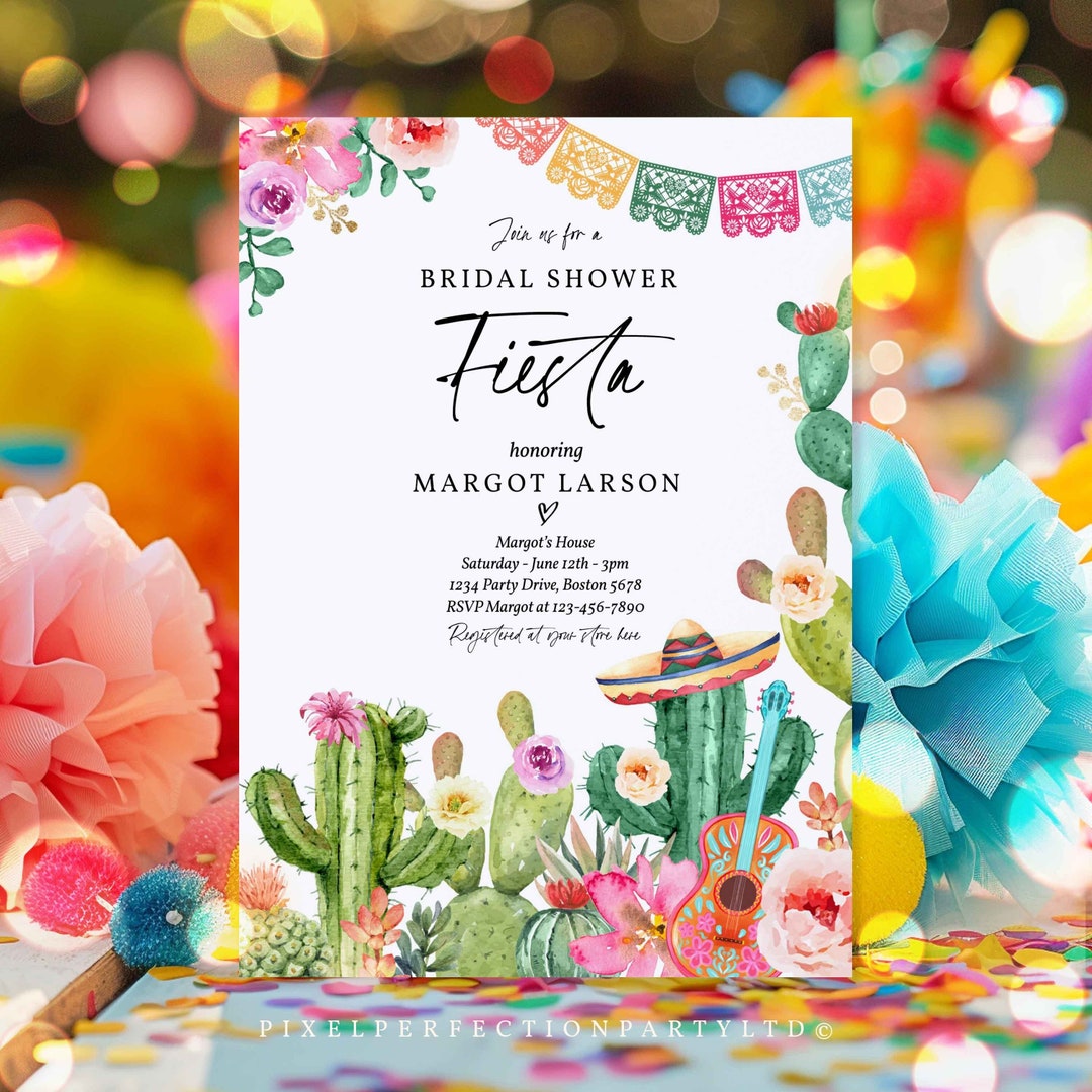 Editable Fiesta Bridal Shower Invitation Taco 'bout Love Fiesta Bridal Shower Mexican Bridal ...