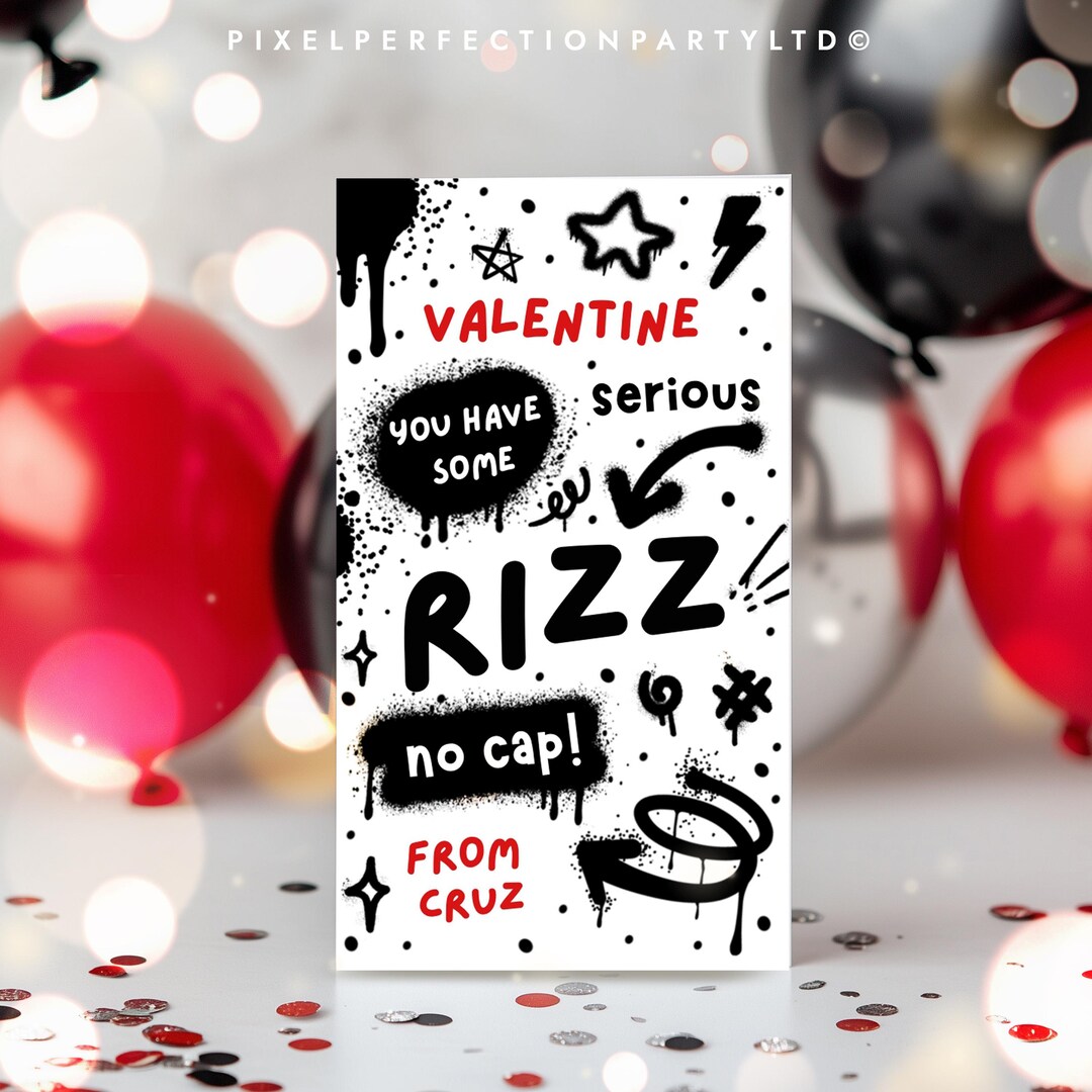 Editable Teen Slang Valentine's Day Gift Tag You Have Some Serious Rizz ...