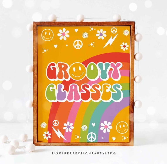 Groovy 70's Birthday Party Decor Groovy Glasses Party Sign Groovy One ...