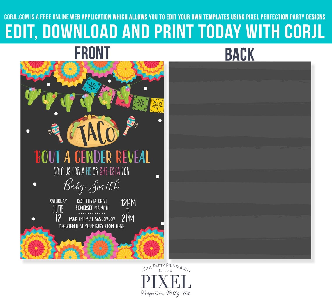 Taco 'bout A Gender Reveal Party Fiesta He or She-esta - Etsy UK