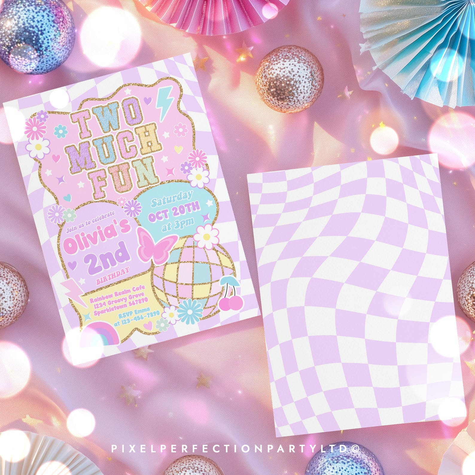 Editable Two Much Fun 2nd Birthday Party Invitation Varsity Fashion ...