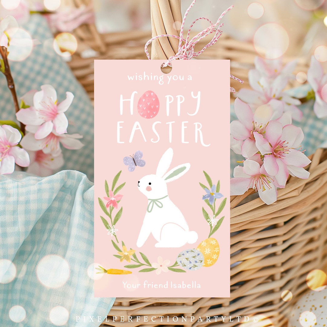 Editable Happy Easter Gift Tag Hoppy Easter Gift Tag Easter Friend Tag ...