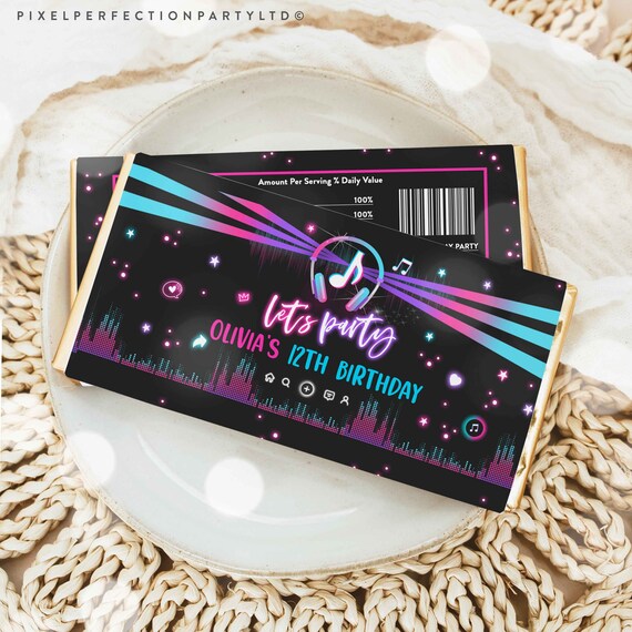 Editable Music Birthday Candy Bar Wrapper Music App Teen Tween Birthday ...